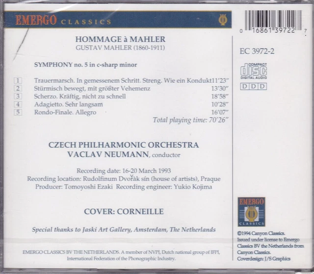 HOMMAGE AN MAHLER: Sinfonie Nr. 5 (CD, 1994, Emergo) Vaclav Neumann VERSIEGELT EUR 2,49 ...