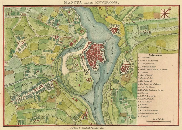 MAPPA ANTICA &&MANTOVA e dintorni"" (Mantova) Giovanni Stockdale, 1800 ...