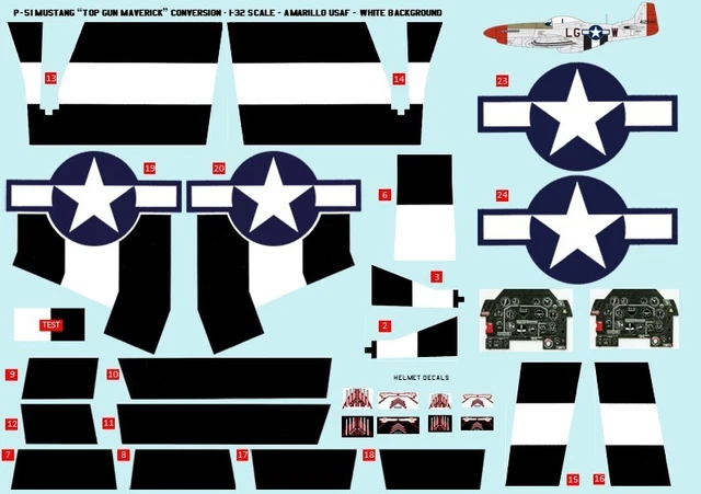 1:32 TOP GUN P-51 Mustang Conversion Decals EUR 10,92 - PicClick FR