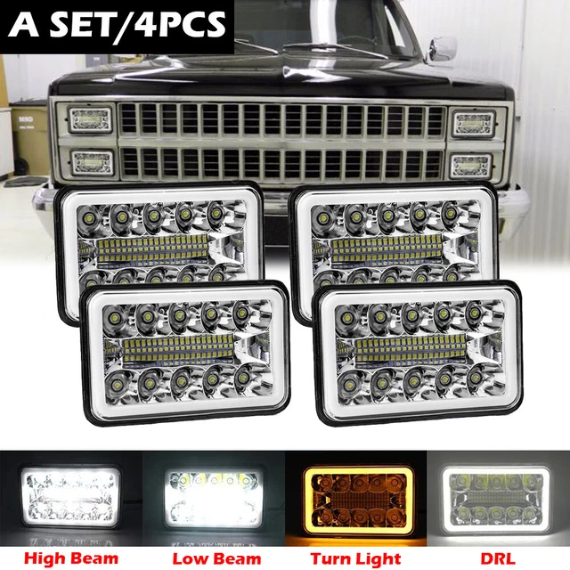 4X DOT APPROVED 4x6" LED Headlights Beam DRL for Peterbilt Kenworth ...