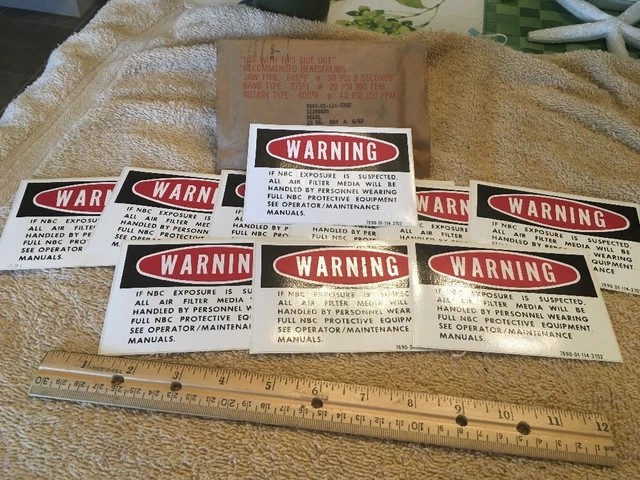 10 NOS MILITARY Truck NBC Warning Sticker Decal M151 M35A2 M939 M923 ...