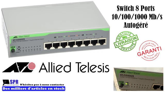 SWITCH AUTOGÉRÉ 8 Ports Allied Telesis AT-GS900/8 - 10/100/1000 petit format EUR 14,90 - PicClick FR