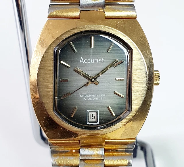 1970S ACCURIST SHOCKMASTER Watch Mens Mechanical FHF 96-4 Grey Dial ...
