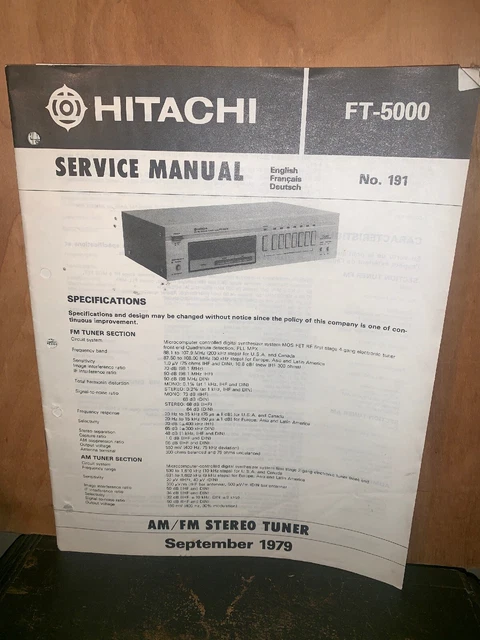 HITACHI FT-5000 AM/FM Stereo Tuner Service Manual Schematics EUR 16,93 ...