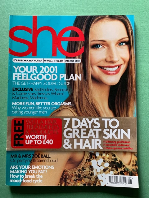 SHE MAGAZINE JANUARY 2001 (UK) Norman Cook Ioan Gruffudd Meg Ryan ...