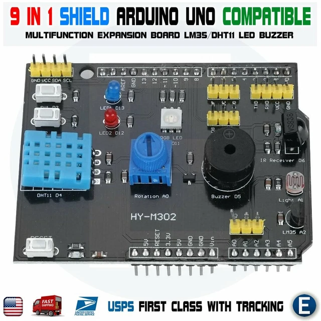 CARTE D'EXTENSION MULTIFONCTION DHT11 LM35 pour bouclier capteur Arduino UNO 9 en 1 EUR 6,58 ...