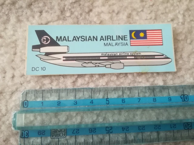 ADESIVO STICKERS VINTAGE anni 80 MALAYSIAN airline aereo linea Malaysia ...