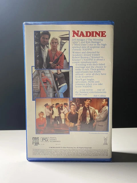 NADINE [VHS] CBS Fox Video 1987 Jeff Bridges Kim Basinger Action Comedy ...