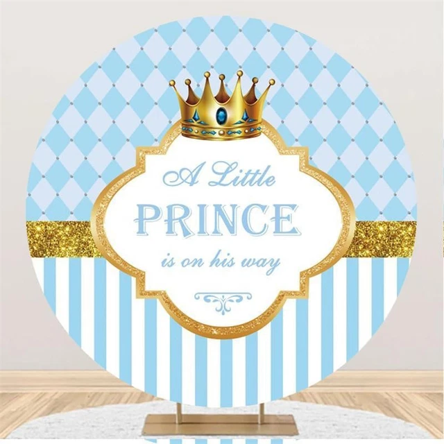 BLUE LITTLE PRINCE Round Baby Shower Backdrop For Boy $37.90 - PicClick AU