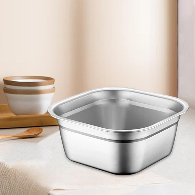 STAINLESS STEEL SQUARE Basin Cereal Bowl Buffet for Barley Vegetables £ ...