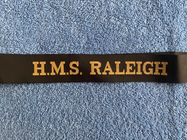 HMS RALEIGH TRAINING Establishment Royal Navy Naval Cap Tally Hat Band ...