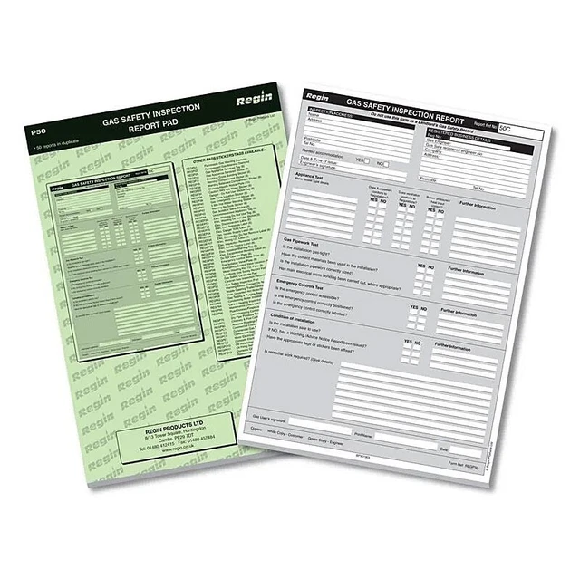 ENGINEER GAS SAFETY Check Inspection Certificate Report Sheets Pad 50 ...