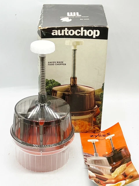 VINTAGE AUTOCHOP SWISS Made Food Chopper Zyliss Boxed William Levene £ ...