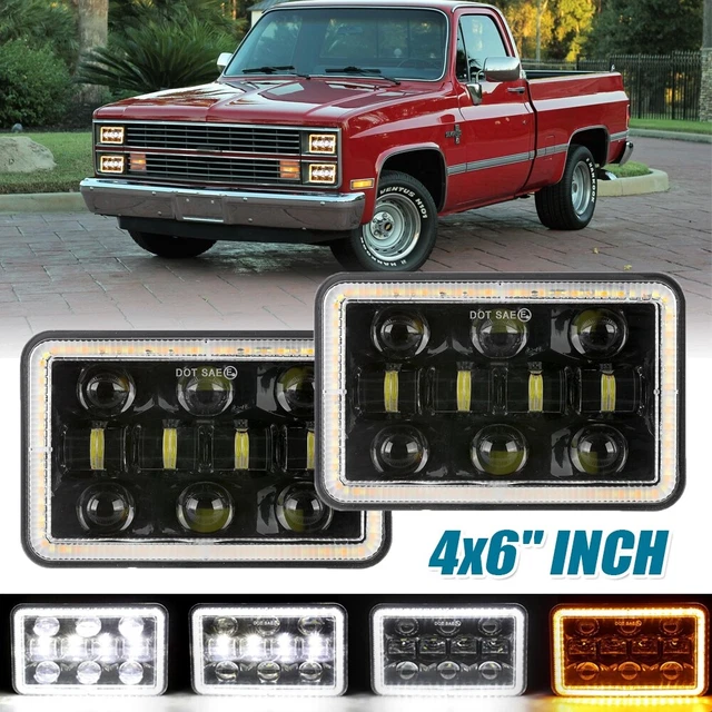 2X 4X6& LED Headlight DRL Amber Hi/Lo Beam For Chevy C10 Pickup truck ...