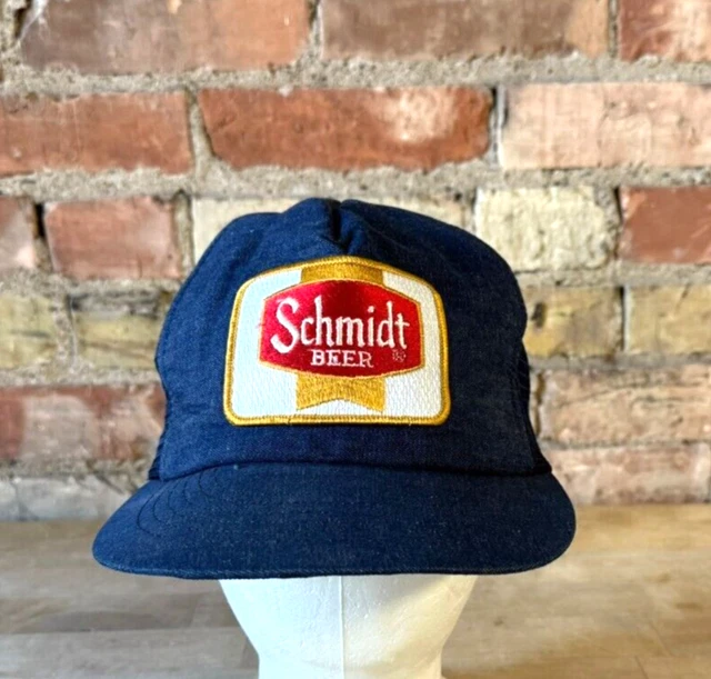 VTG SCHMIDT BEER Denim & Mesh Embroidered Patch Snapback Trucker Cap £ ...
