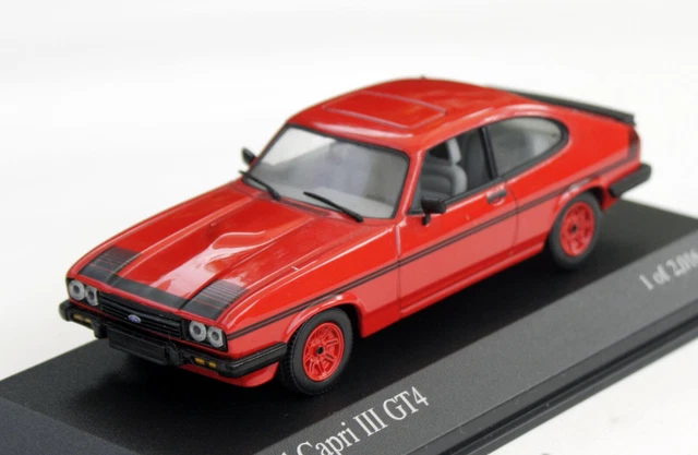 FORD CAPRI III GT4 manufactured 1978-1986, signal red, minichamps model ...