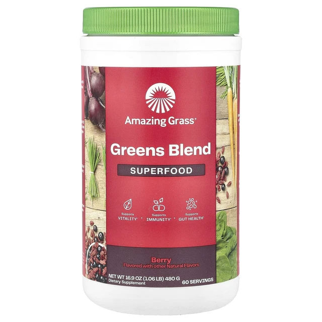 AMAZING GRASS BERRY Greens Superfood Powder - 16.9 oz (480g) £63.67 ...