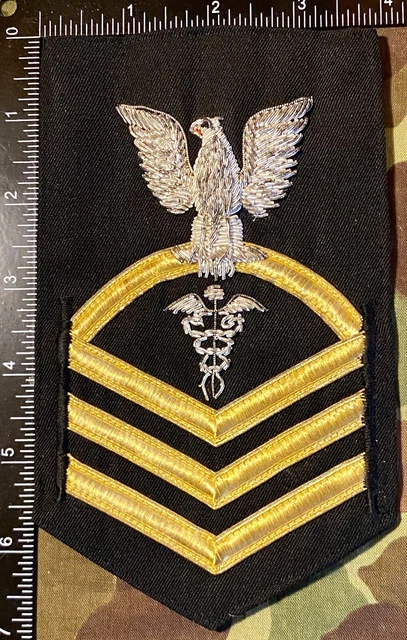 NAVY GOLD BULLION Rate Hospital Corpsman Chief Petty Officer Patch USN ...