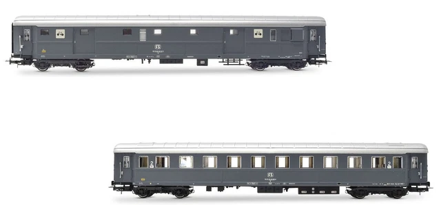 RIVAROSSI HR4366 SCALE Ho Set 2 Coaches Livery Grey Type 1946 Age Ivb ...