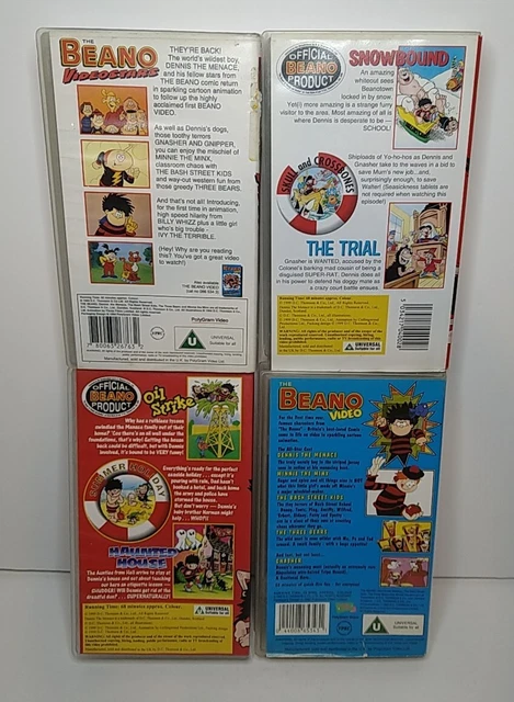 THE BEANO WITH Dennis The Menace Collectable VHS Videos X 4 14 99 THE BEANO WITH Dennis The Menace Collectable VHS Videos X 4 14 99