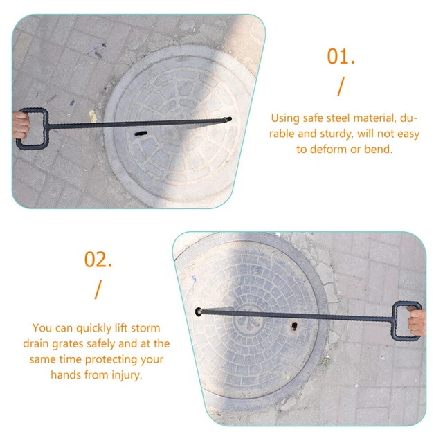 STEEL MANHOLE COVER Lifter Tool Roll Up Door Hook Manhole Cover Lifting ...