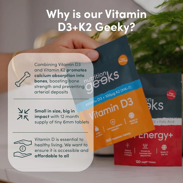 NUTRITION GEEKS VITAMIN D 4000iu Tablets 180 D3 Supplements Strength ...