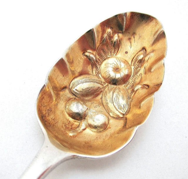 ANTIQUE VICTORIAN 1850 Sterling Silver Gilt English Small Berry Tea ...