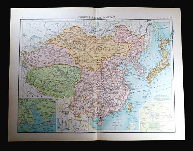 MAP OF THE Chinese Empire Japanese Territory China Japan Korea Antique ...