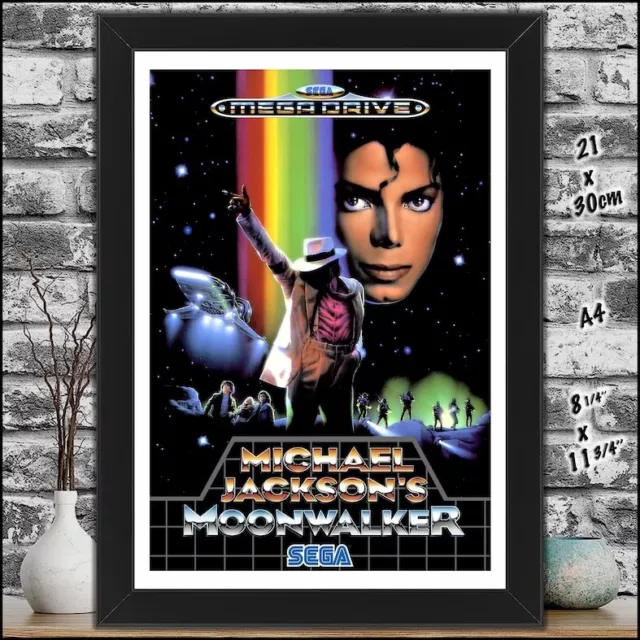 AFFICHE MICHAEL JACKSON SEGA Moonwalker MEGADRIVE GAME Poster 21x30 A4 ...