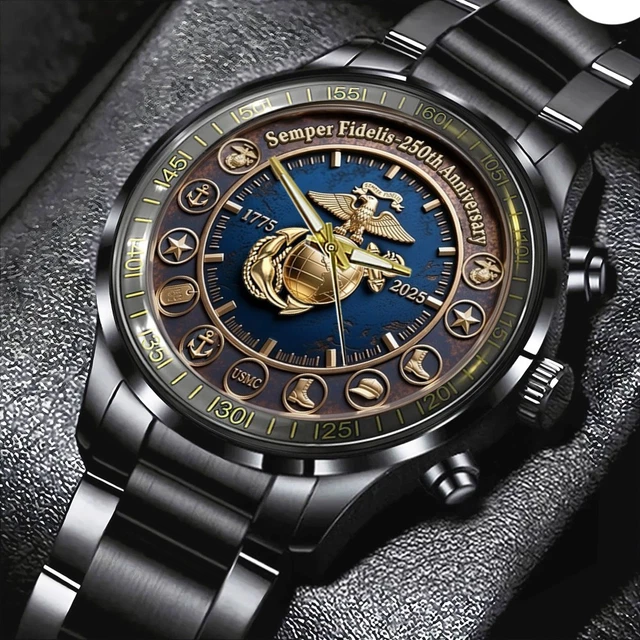 US MARINE CORPS 250th Anniversary 50th Anniversary Black Stainless ...