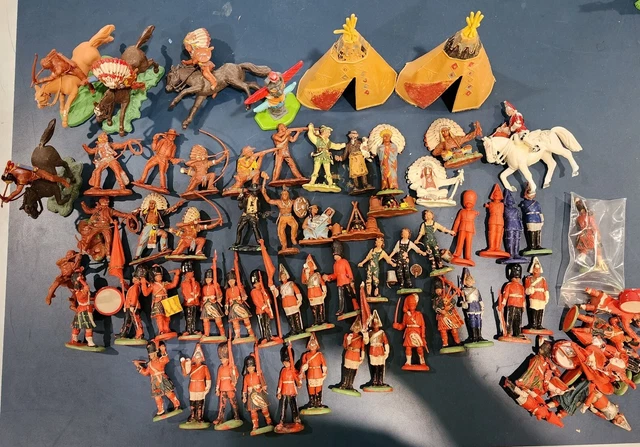 VINTAGE BRITAINS HERALD Cowboys Indians Toy Soldiers England $100.00 ...