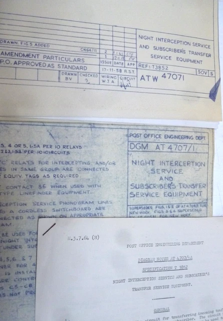 GPO STROWGER Diagram Night Interception Service Atw-At-Diagram Notes ...