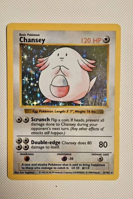 CHANSEY 3/102 - Shadowless - Set de base - Holo Rare - Pokémon JCG - MP ...