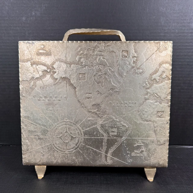 VINTAGE ARTHUR ARMOUR MCM Mid Century Magazine Rack Holder World Map £ ...