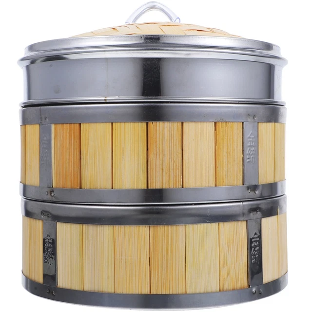1 SET OF Kitchen Steamer Basket Lidded Bun Steamer Bamboo Food Steamer ...