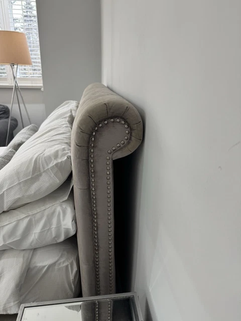 ‘NEXT’ WESTCOTT SLEIGH Double Bed Frame With Storage Dark Grey Velvet ...