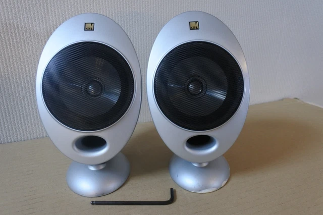 KEF HTS 2001 EGG Spekers with bases/Mounts x2,10-100W,8 Ohms-PAIR £49. ...