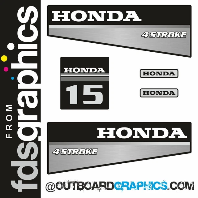 HONDA 15HP 4 stroke (1990's) outboard engine decals/sticker kit ...