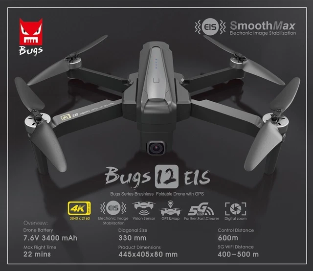 DRONE MJX BUGS 12 EIS 4K 30fps 2 BATTERIE-GPS-RC+BORSA+MANUALE + CACCIAVITE EUR 208,00 - PicClick IT
