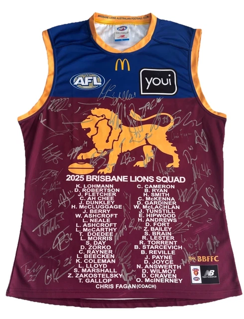BRISBANE LIONS FULLY Signed 2025 Home Jersey (Ashcroft,Neale,Cameron ...