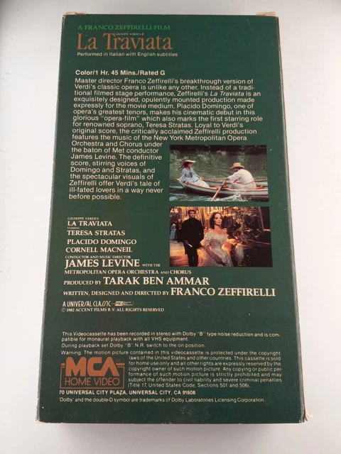 VERDI'S LA TRAVIATA (VHS) 1993 TESTED £2.04 - PicClick UK