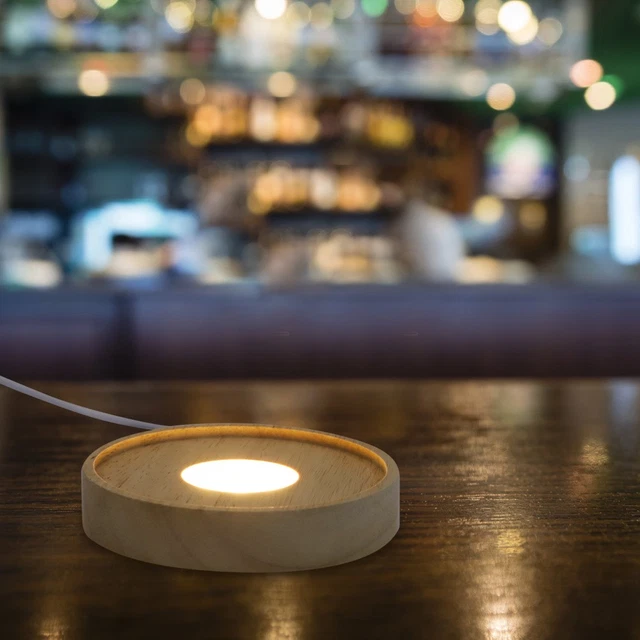 LED GLOWING LIGHT Base Wooden Luminous Pedestal Creative Crystal Ball ...