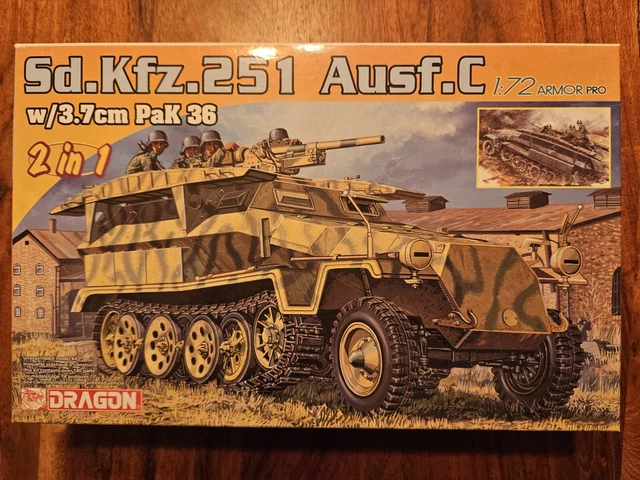DRAGON 7606 - Sd.Kfz.251 Ausf.C w/3,7cm PaK 36 (2 in 1) 1:72 NEU EUR 39 ...