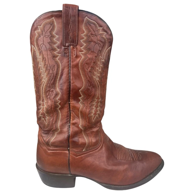 VINTAGE DAN POST Men’s Brown Leather Western Cowboy Boot Size US 9.5 EW ...