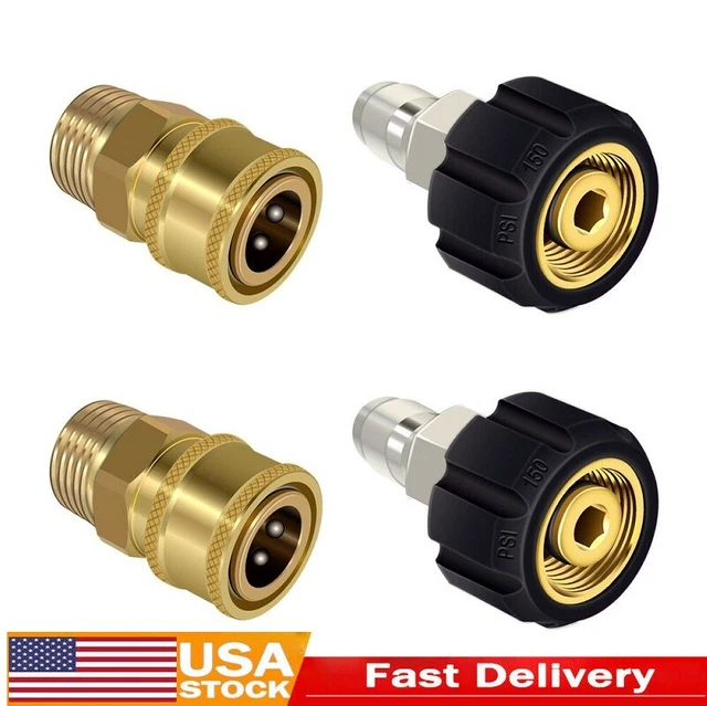 PRESSURE WASHER ADAPTER Set, M22 (M22-14MM) to 3/8'' Quick Connect (2 ...