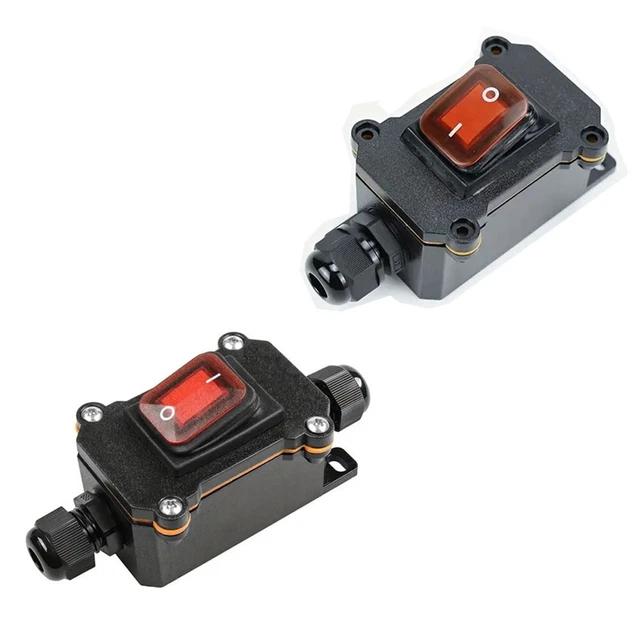 12V-24V INLINE POWER Cord Switch 30A Junction Box Marine Rocker Switch ...