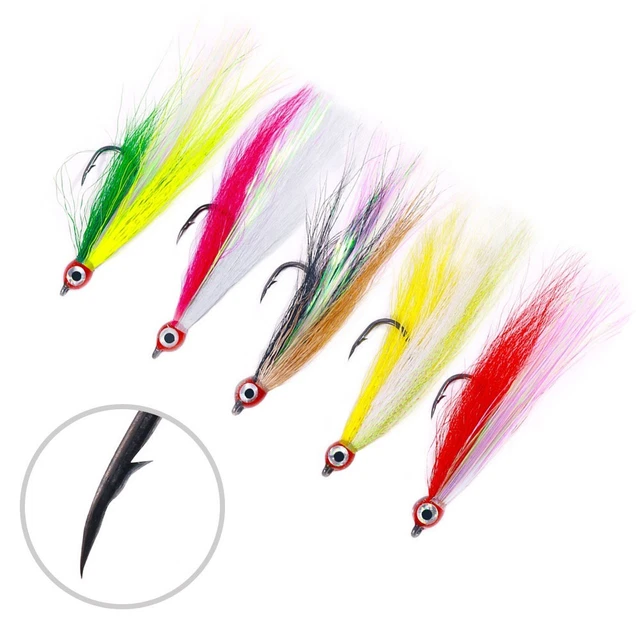 4# BUCKTAIL HOOK Bucktail Fishing High Carbon Steel With Feather Skirt ...