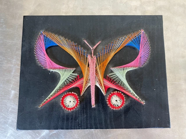 ANCIEN TABLEAU FIL Tendu Vintage Papillon 1970 Deco EUR 8,95 - PicClick FR