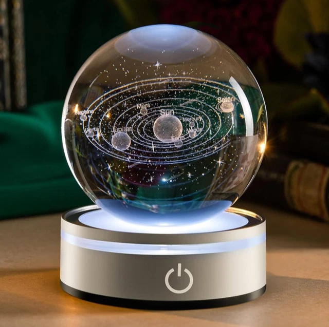 IFOLAINA 3D SOLAR System Crystal Ball, 3.5" *NEW* colour change base ...