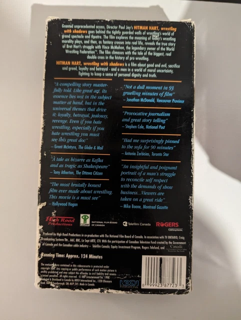 HITMAN HART: WRESTLING With Shadows (VHS) WWF 1998 $7.00 - PicClick CA